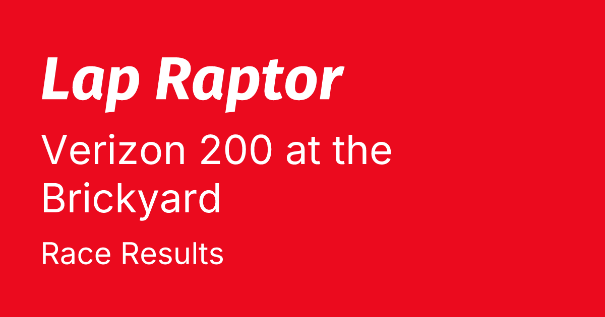 Stats & Results - 2023 Cup Series Verizon 200 at the Brickyard ...